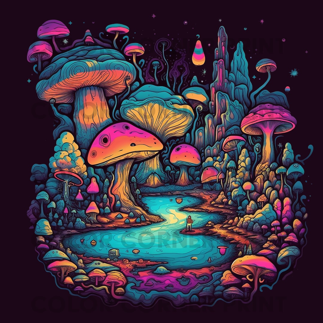 Trippy Mushroom PNG and JPEG Digital Download for Sublimation - 300 Dpi - 3000 Pixels ...