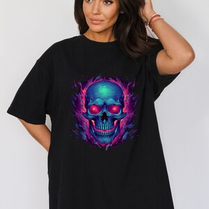 Holographic Shiny Skull Colorful T-shirt Design PNG Digital Download ...