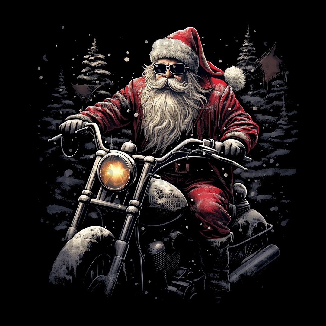 Santa Claus on Motorcycle PNG, Santa Biker PNG, Christmas Clipart ...