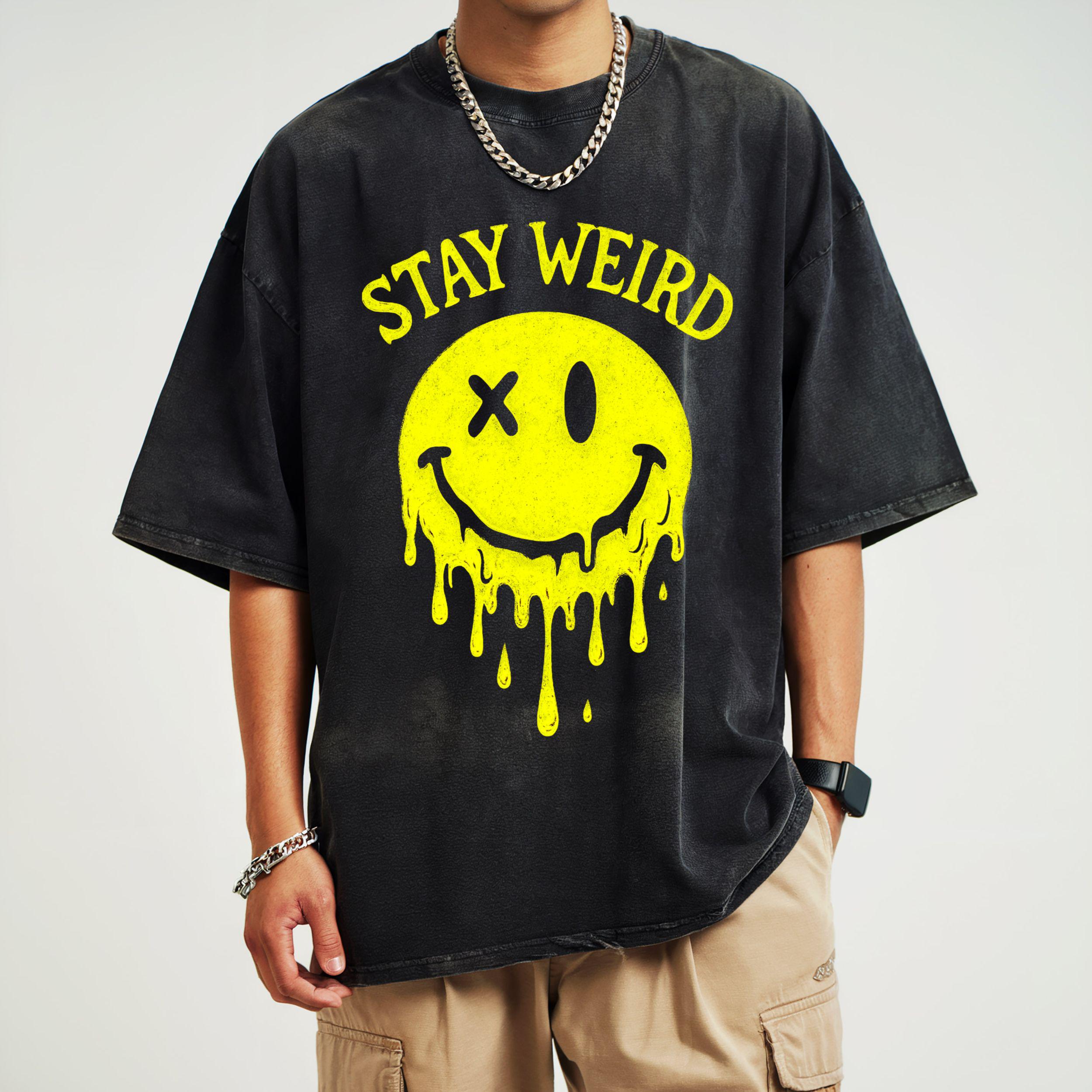 Stay Weird Smiley Face PNG – Dripping Grunge Yellow Face Digital T ...