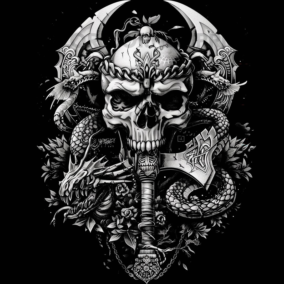 Heavy Metal Skull PNG, Skull T-shirt Design, Digital Download for ...