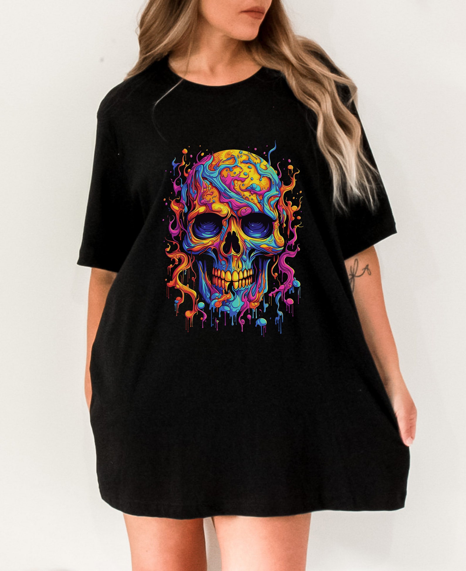 Trippy Skull Colorful T-shirt Design PNG Digital Download for ...