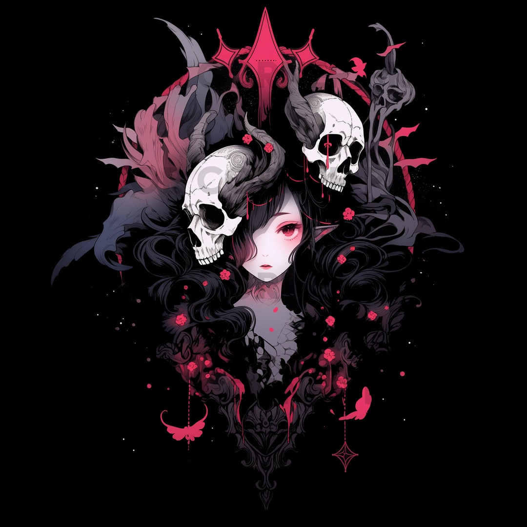Goth Girl Skull PNG, Pastel Goth Design, Goth Girl Png, Digital ...