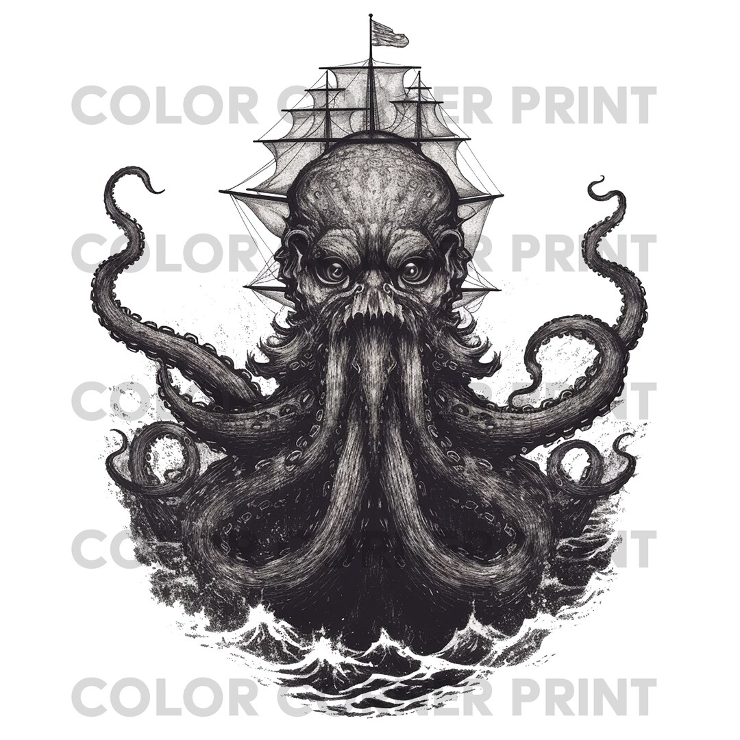 Kraken Octopus Monster PNG and JPEG Digital Download for Sublimation - 300 Dpi - 3000 Pixels ...