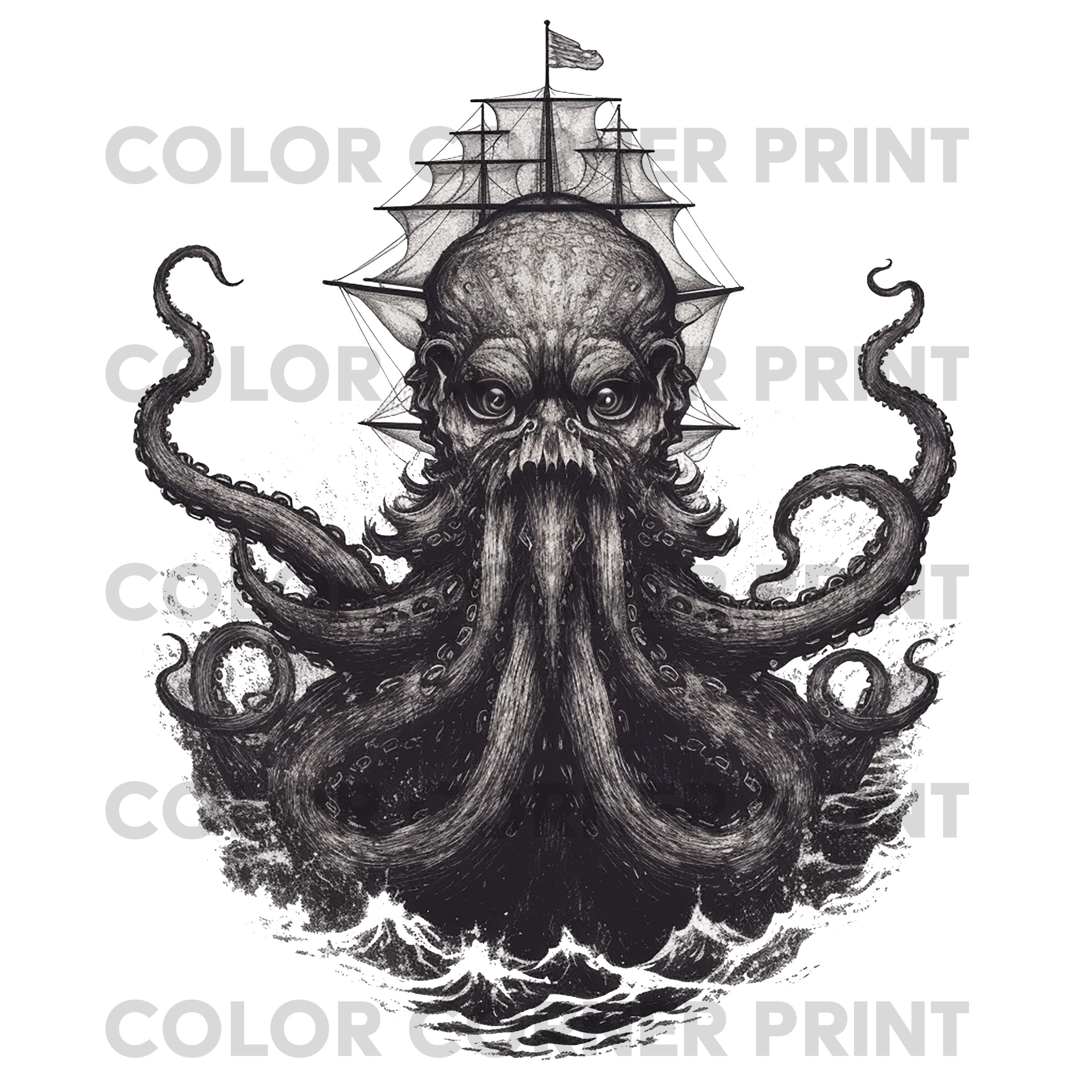 Kraken Octopus Monster PNG and JPEG Digital Download for - Etsy