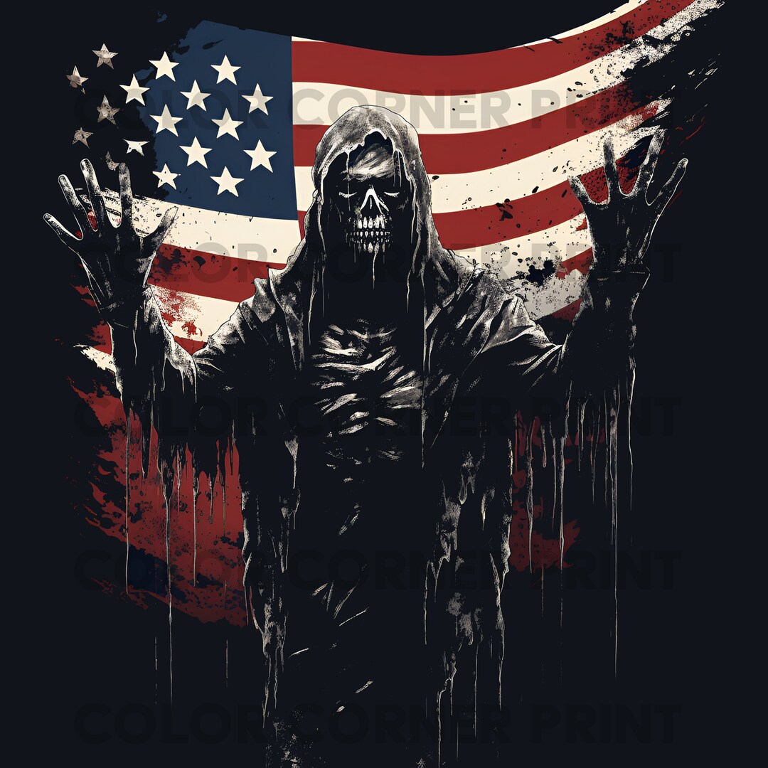 American Flag Horror T-shirt Design PNG Digital Download for ...