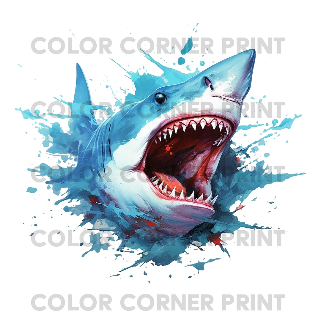 Shark Jaw T-shirt Design PNG and JPEG Digital Download for Sublimation - Transparent Background ...