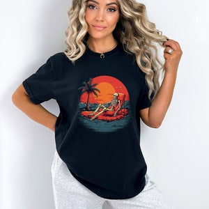 Skeleton on a Sunbed T-shirt Design PNG Digital Download for ...