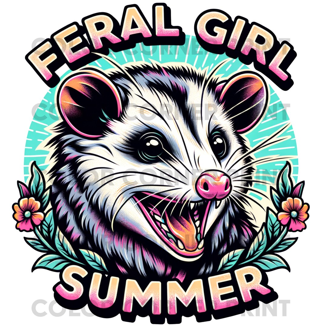 Opossum Feral Girl Summer PNG, Possum Design, Opossum Png, Feral Girl ...