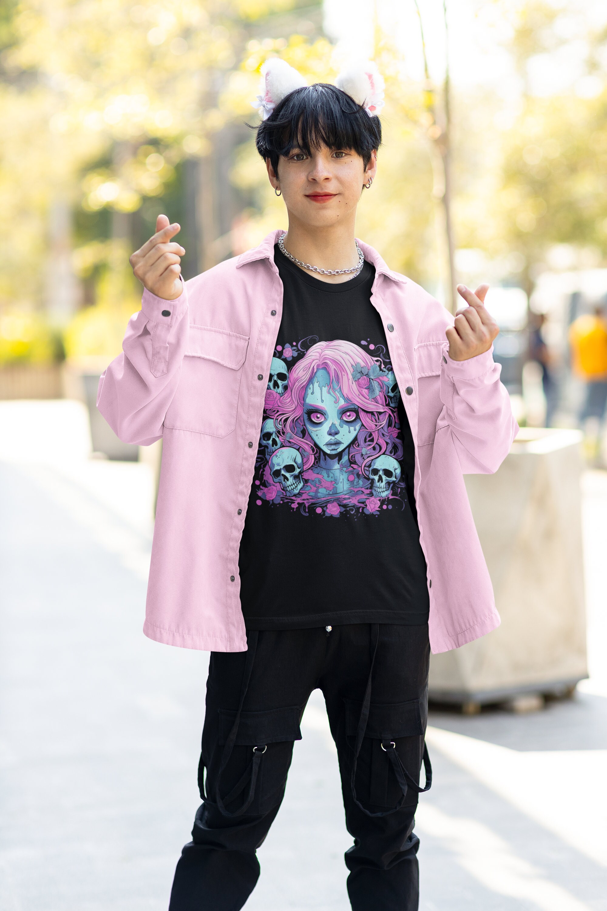 Pastel Goth Skull Girl PNG, Pastel Goth T-shirt Design, Goth Girl Png ...