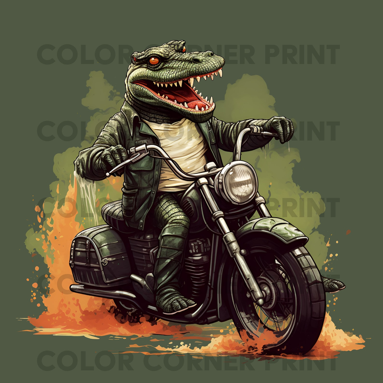 Crocodile Riding a Motorcycle T-shirt Design PNG Digital Download for ...