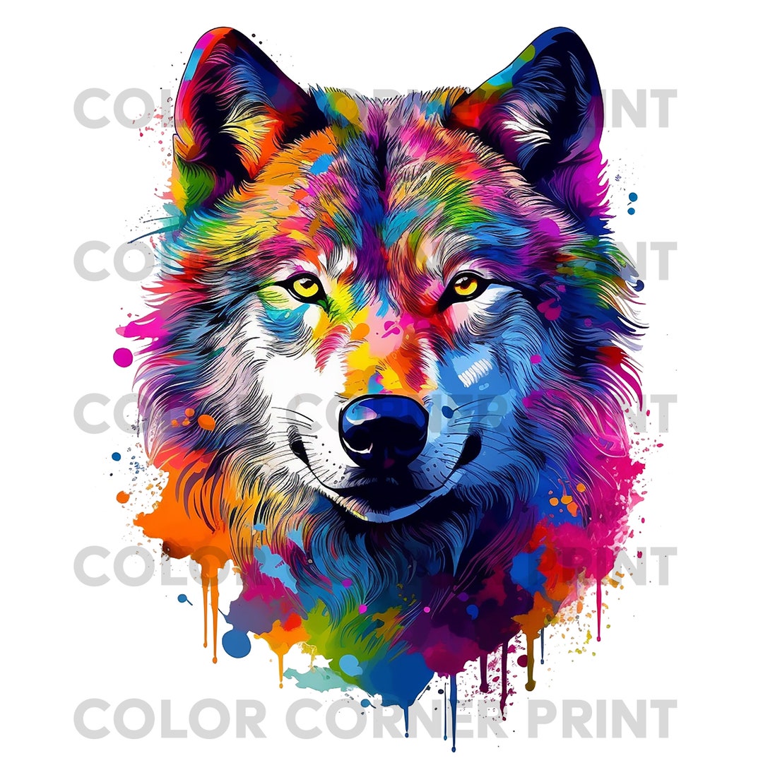 Colorful Wolf T-shirt Design PNG and JPEG Digital Download for ...