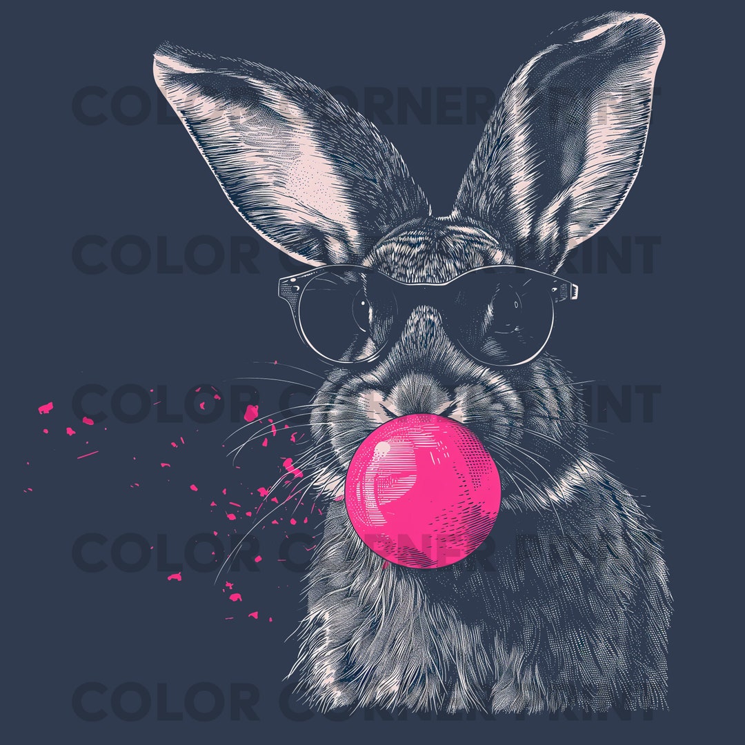 Rabbit Bubble Gum T-shirt Design PNG Digital Download for Sublimation ...