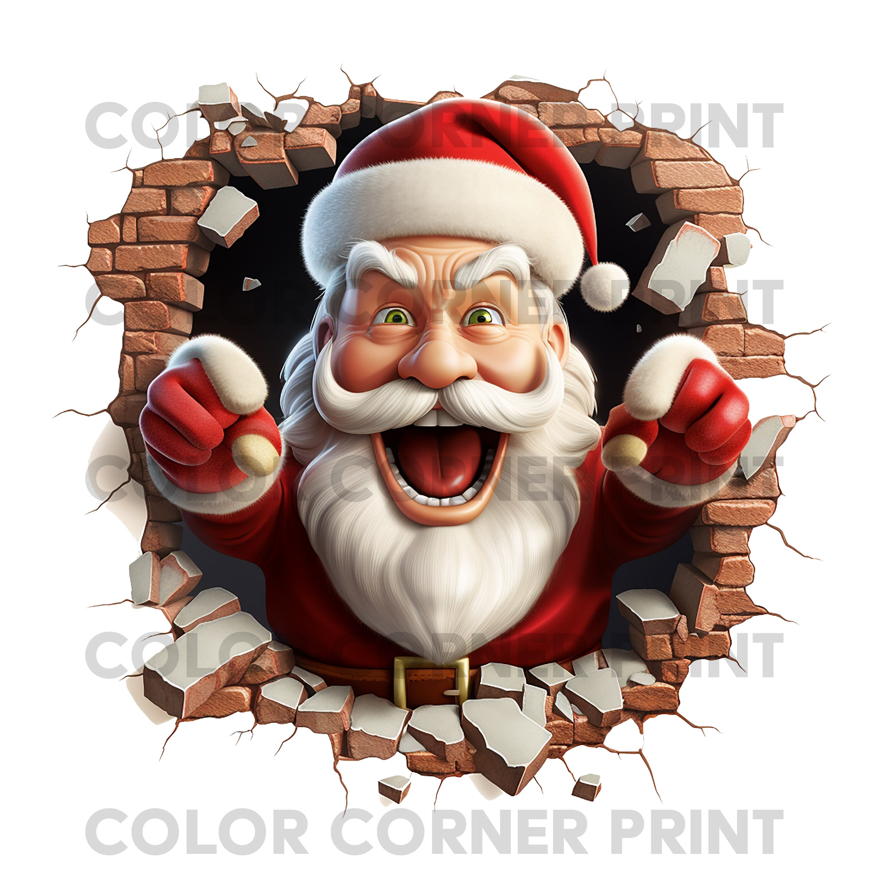Santa Claus Through the Wall PNG 3d Santa PNG Christmas - Etsy