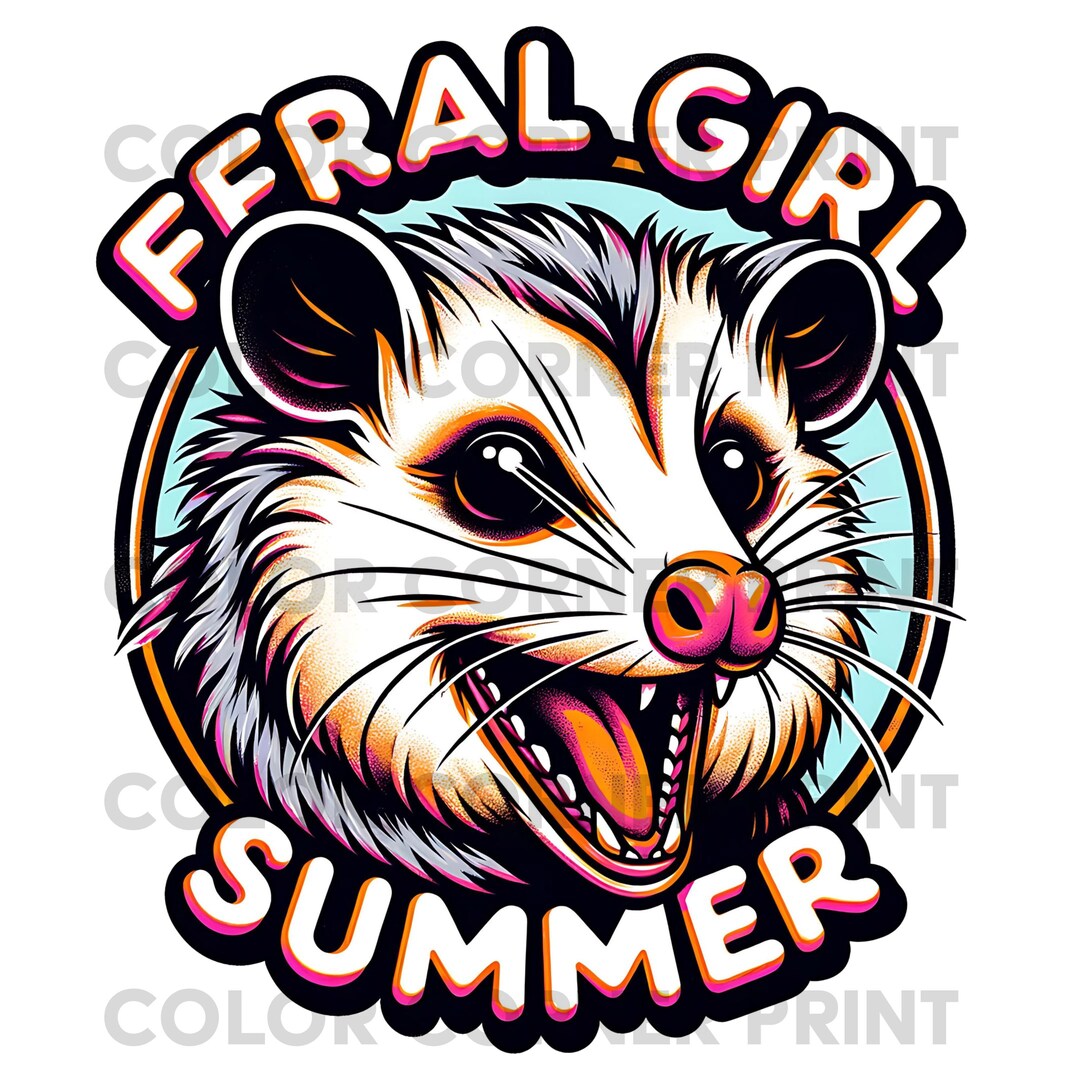 Opossum Feral Girl Summer PNG, Possum Design, Opossum Png, Feral Girl ...