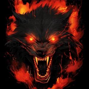 Fire Werewolf T-shirt Design PNG and JPEG Digital Download for ...