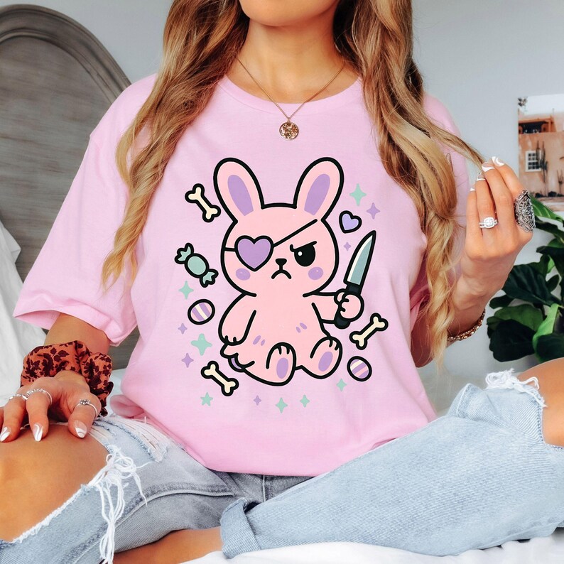Kawaii Angry Bunny PNG, Cute Pink Knife Bunny Clipart, Edgy Pastel ...