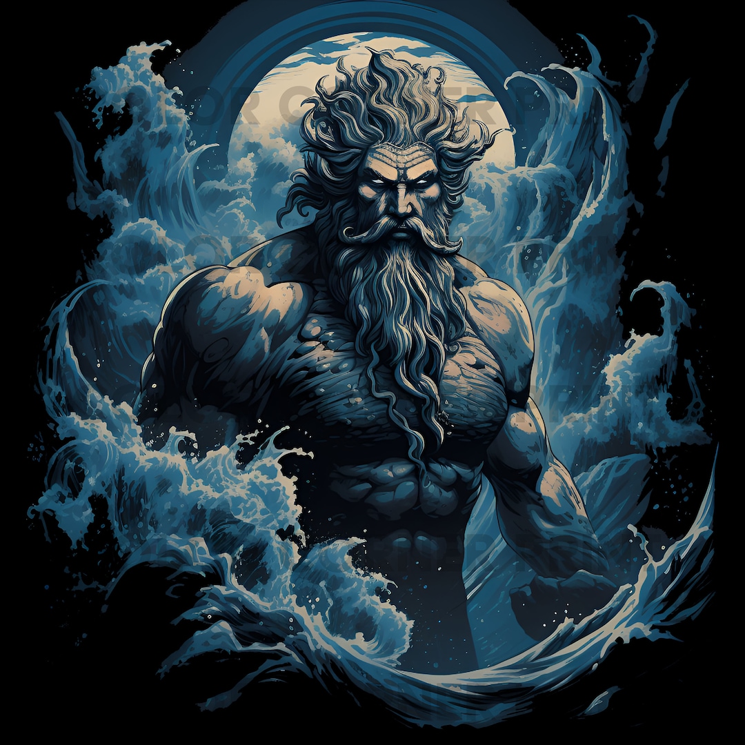 Poseidon Greek God T-shirt Design PNG Digital Download for Sublimation ...