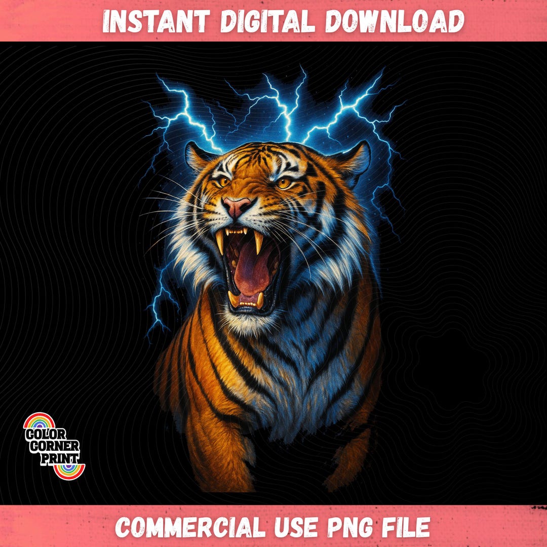 Lightning Tiger PNG, Fierce Tiger Art Clipart, Electric Tiger ...