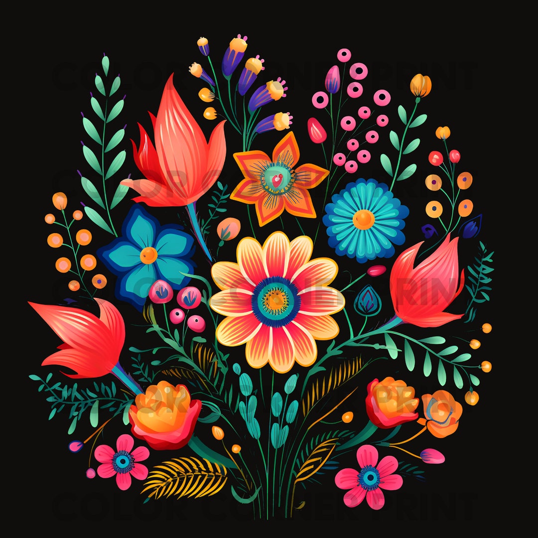 Boho Retro Flowers PNG Design Digital Download for Sublimation - 300 ...