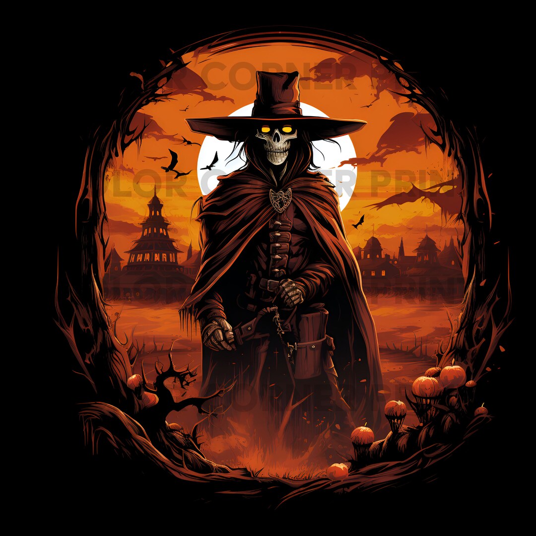 Halloween Ghost Spooky Western T-shirt Design PNG Digital Download for ...