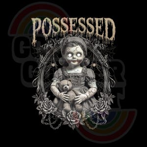 Possessed Doll Digital Art PNG, Creepy Horror Gothic T-shirt Design ...