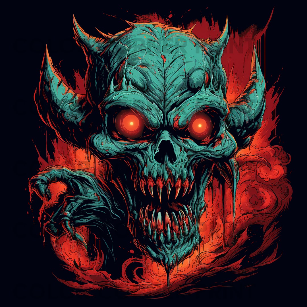 Demon T-shirt Design PNG Digital Download for Sublimation - Transparent ...