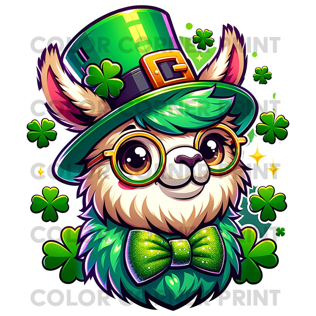 St. Patrick's Day Llama PNG, Cute Irish Alpaca Clipart, Shamrock Hat ...