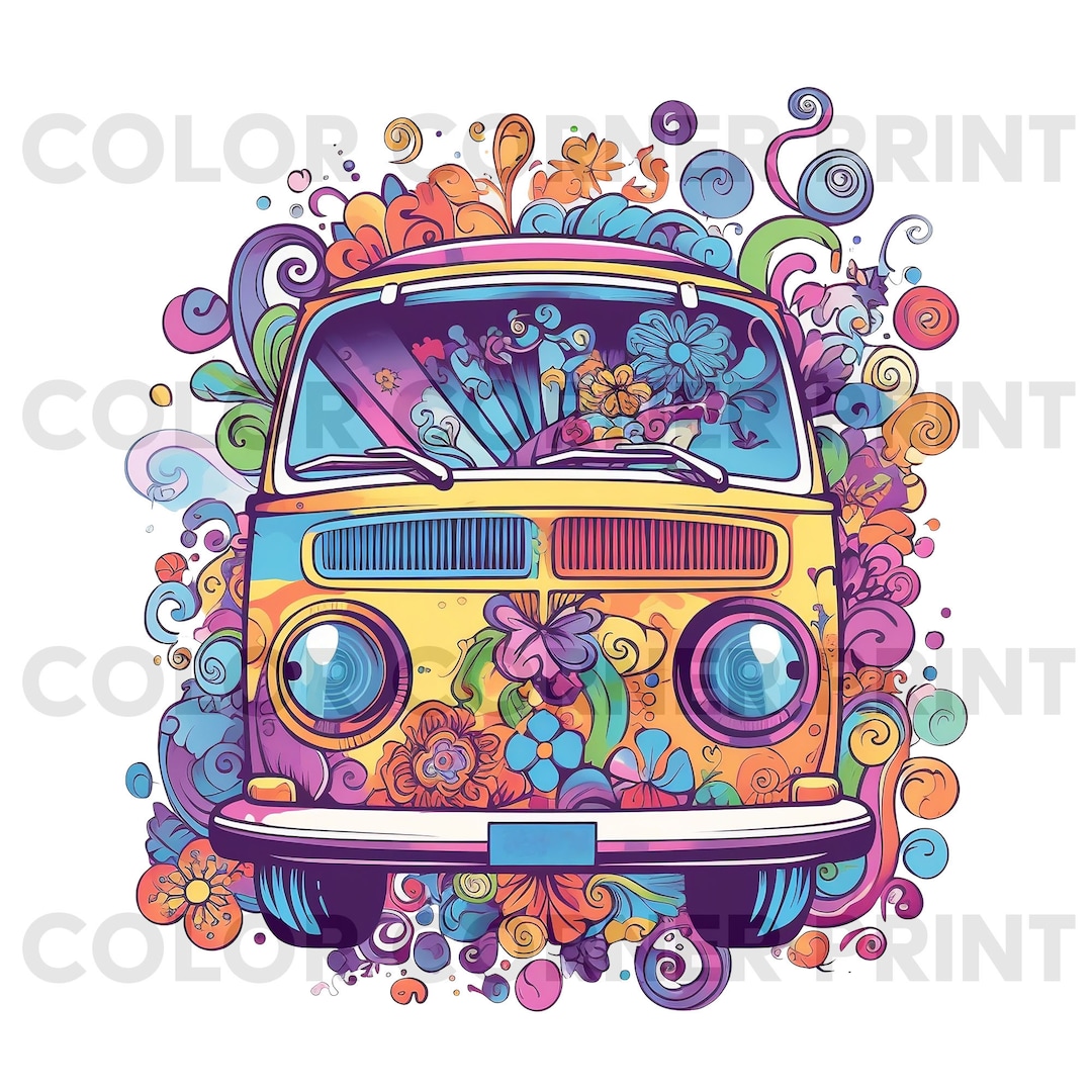 Groovy Bus PNG and JPEG Digital Download for Sublimation - 300 Dpi ...