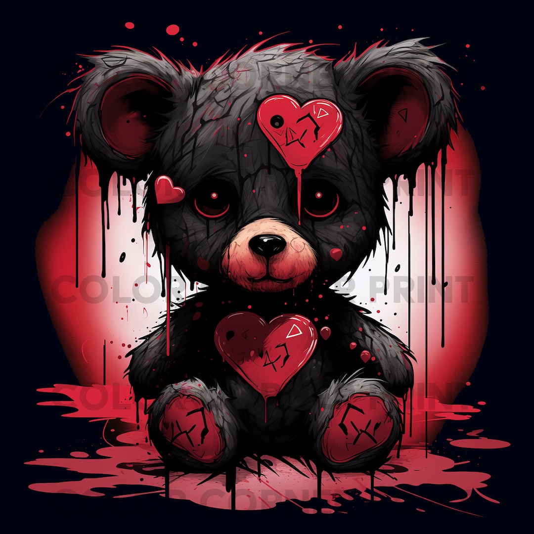 Goth Teddy Bear T-shirt Design PNG Digital Download for Sublimation ...