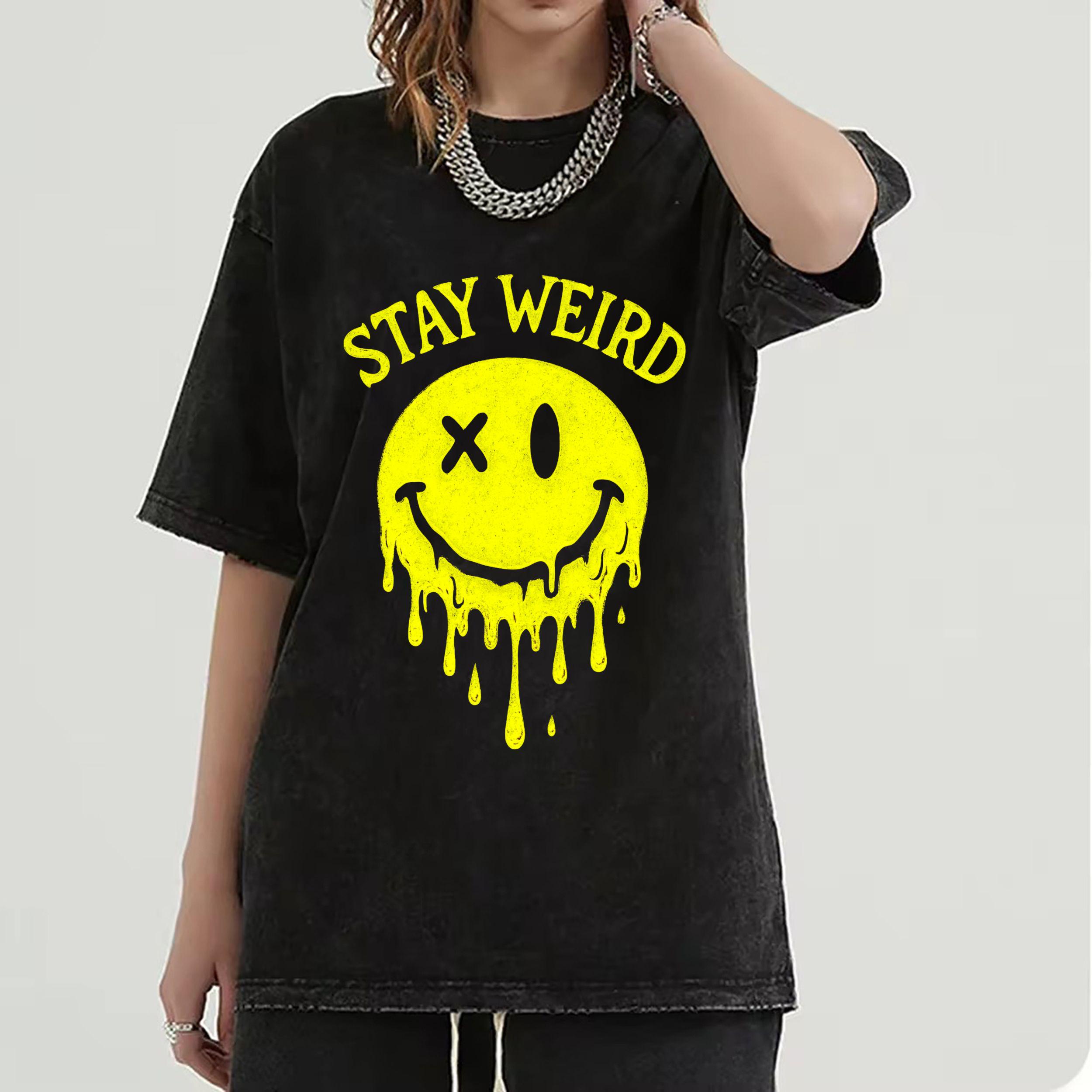 Stay Weird Smiley Face PNG – Dripping Grunge Yellow Face Digital T ...