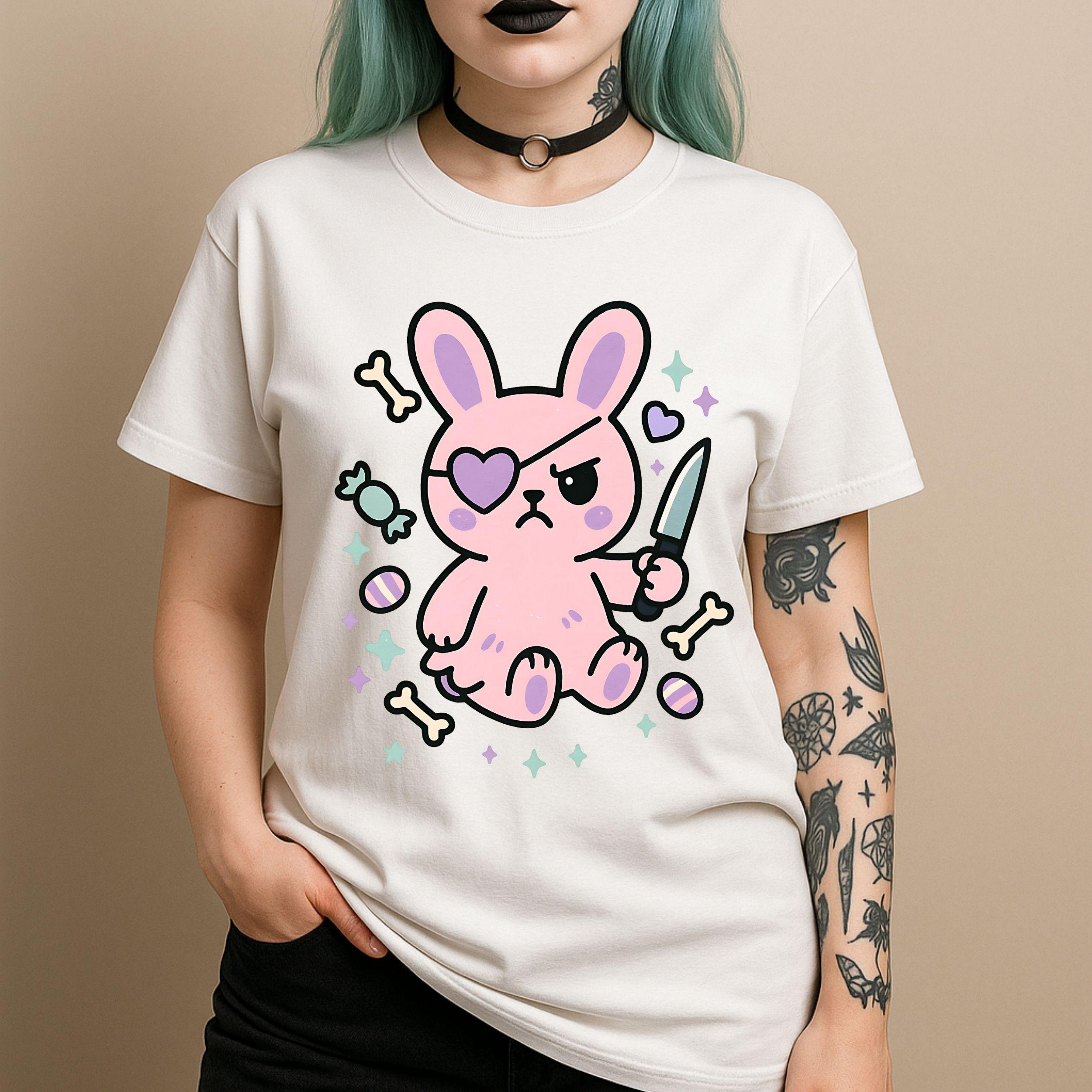Kawaii Angry Bunny PNG, Cute Pink Knife Bunny Clipart, Edgy Pastel ...