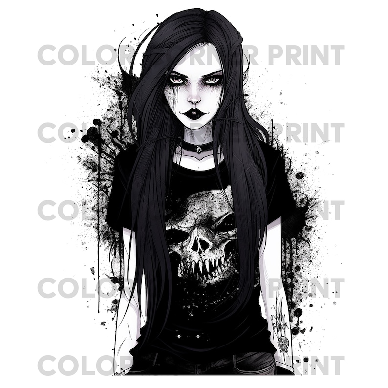 Goth Girl Design PNG and JPEG Digital Download for Sublimation - Etsy