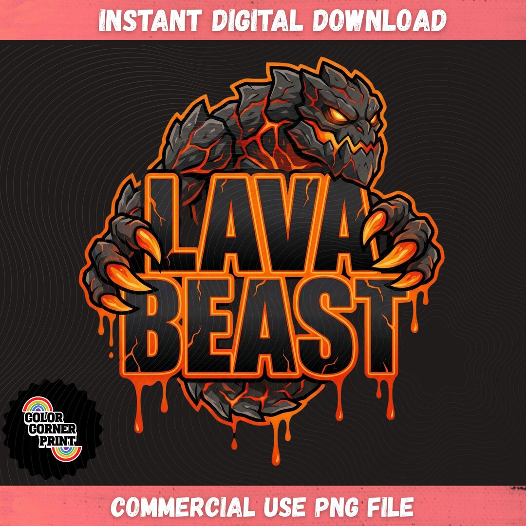 Lava Beast PNG, Magma Monster Gamer T-shirt Design, Fire Rock Creature ...
