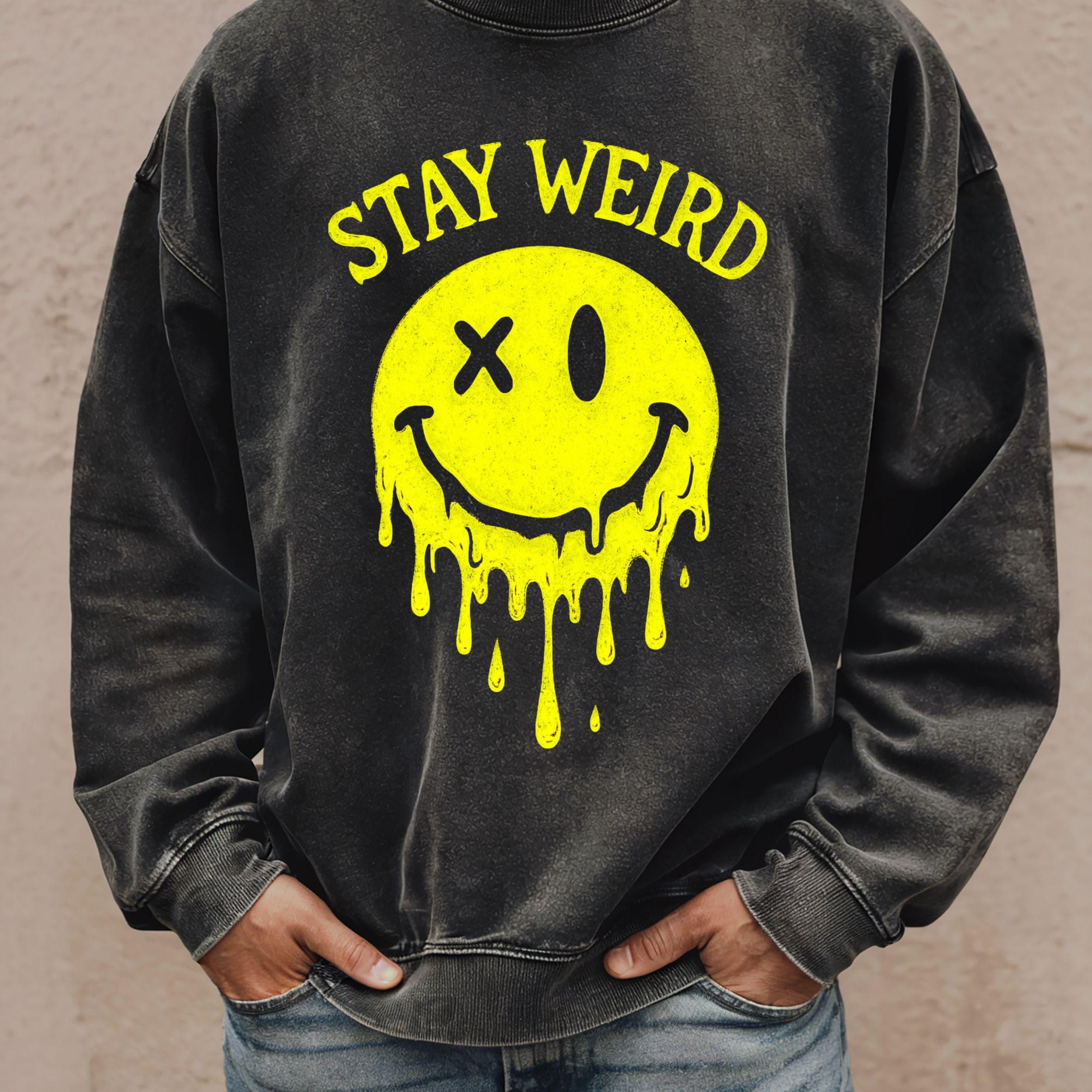 Stay Weird Smiley Face PNG – Dripping Grunge Yellow Face Digital T ...