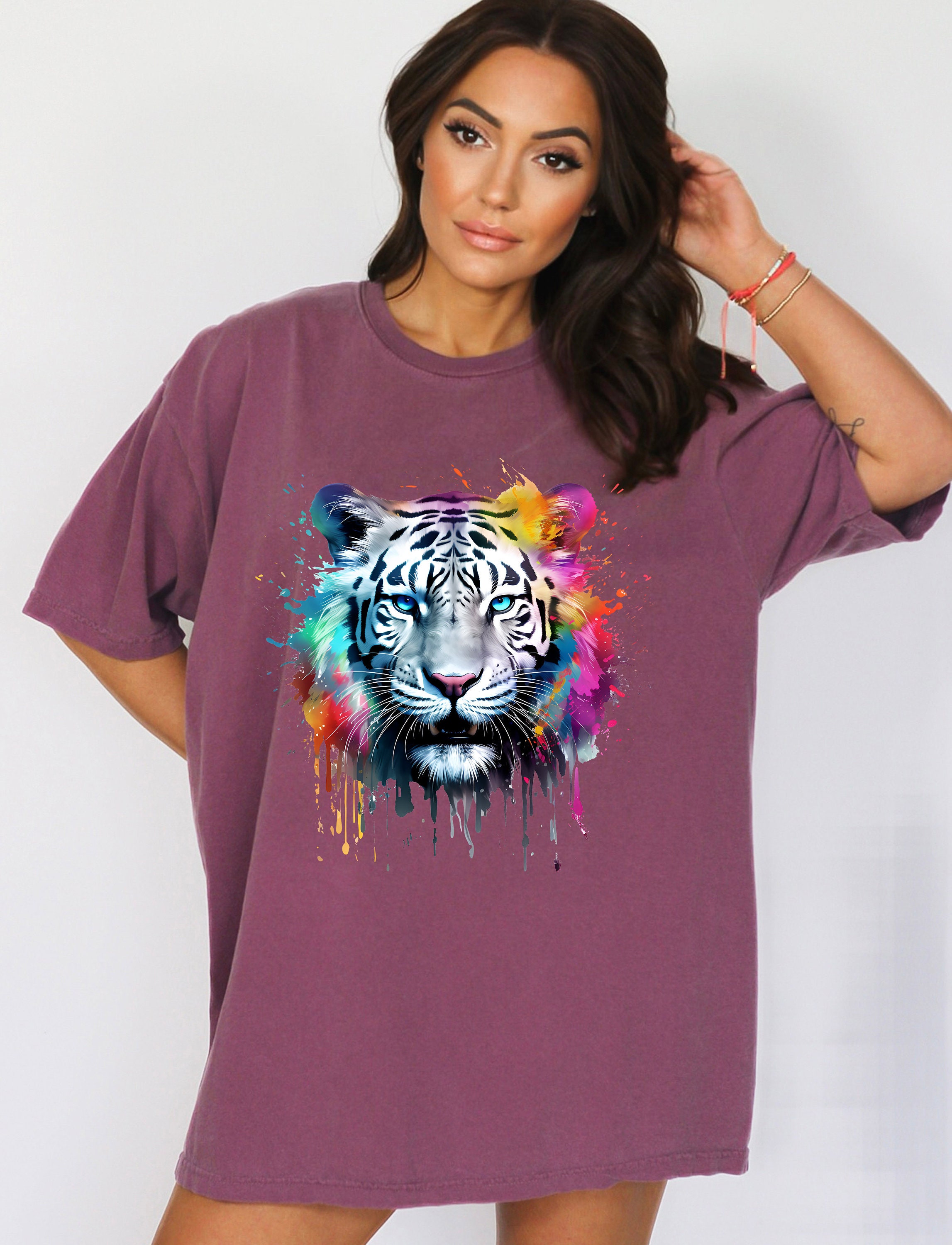 White Tiger Colorful PNG Design Digital Download for Sublimation - 300 ...