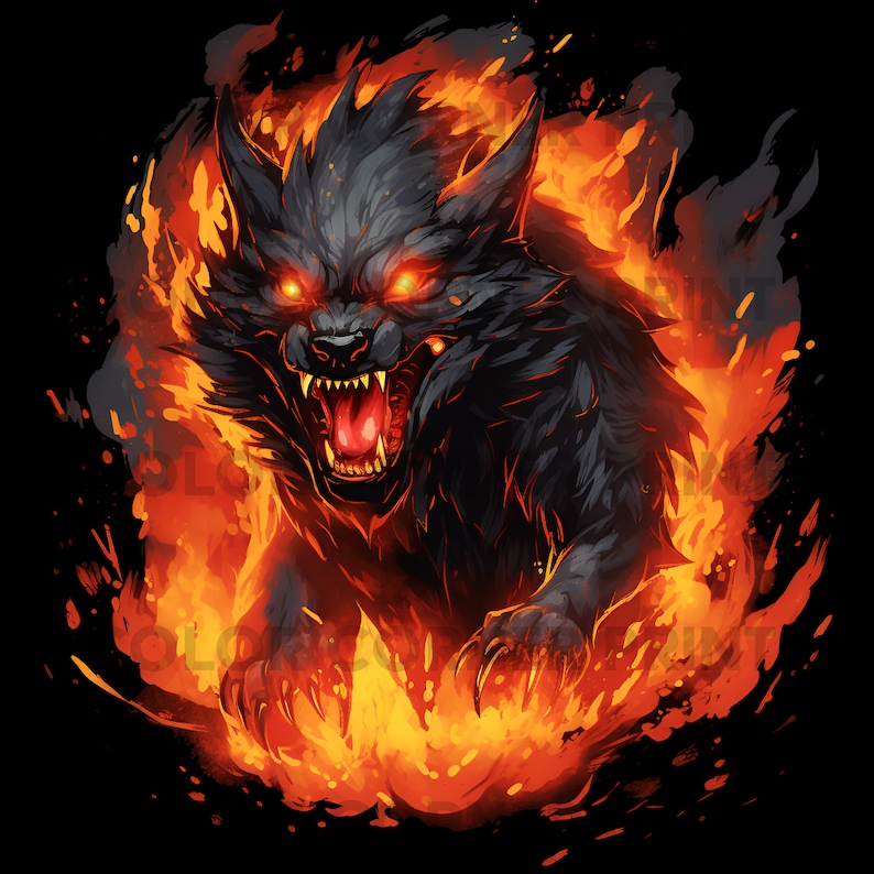 Fire Werewolf T-shirt Design PNG and JPEG Digital Download for ...