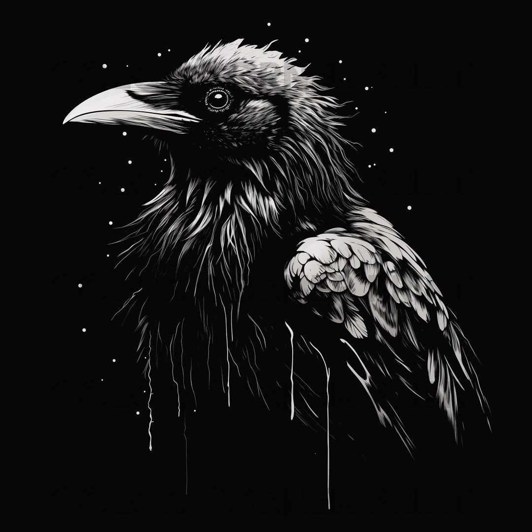 Raven Illustration Goth PNG, Goth Design, Raven Png, Digital Download ...