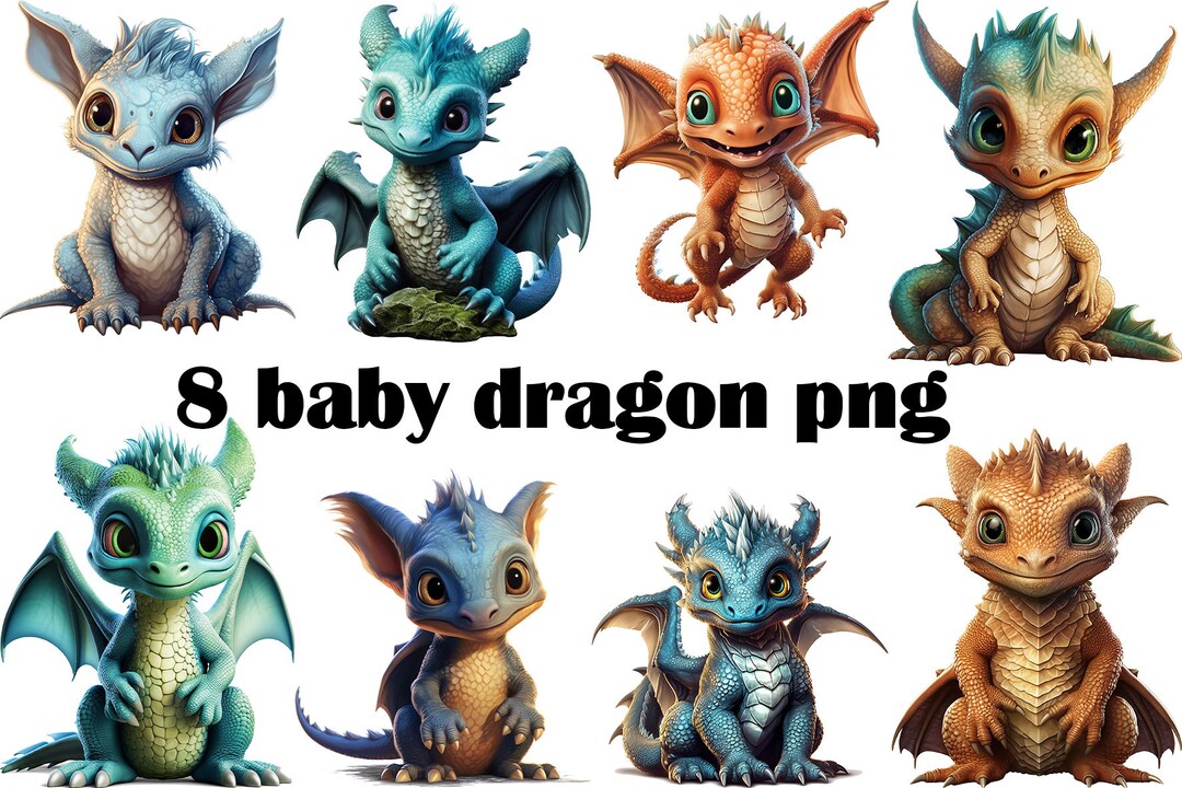 8 Baby Dragon PNG Bundle for Sublimation - Commercial Use - 300 Dpi ...