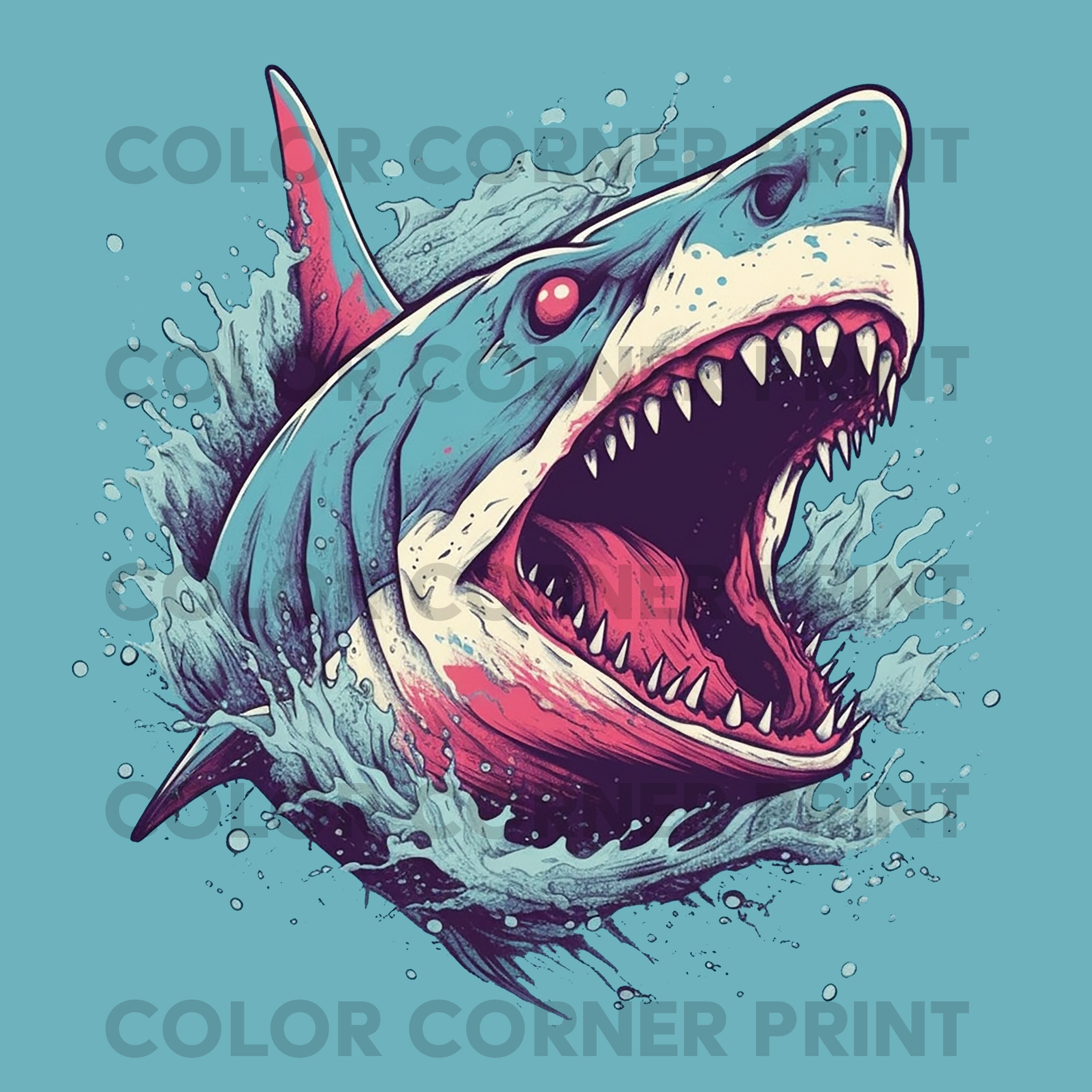Shark Jaw Retro T-shirt Design PNG and JPEG Digital Download - Etsy