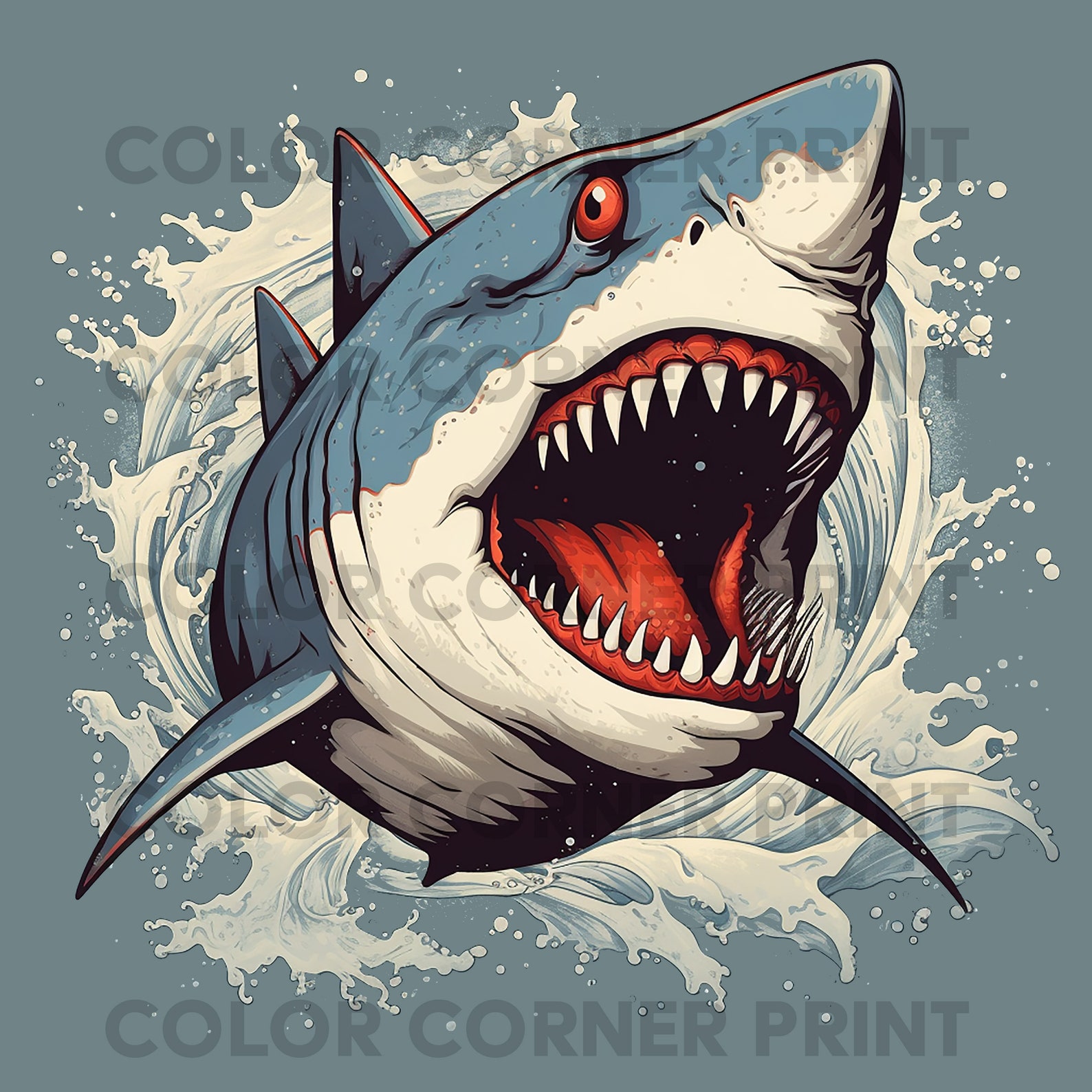 Shark Retro T-shirt Design PNG and JPEG Digital Download for ...