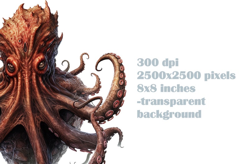 8 Kraken Octupus Transparent PNG Clipart Bundle for Sublimation ...