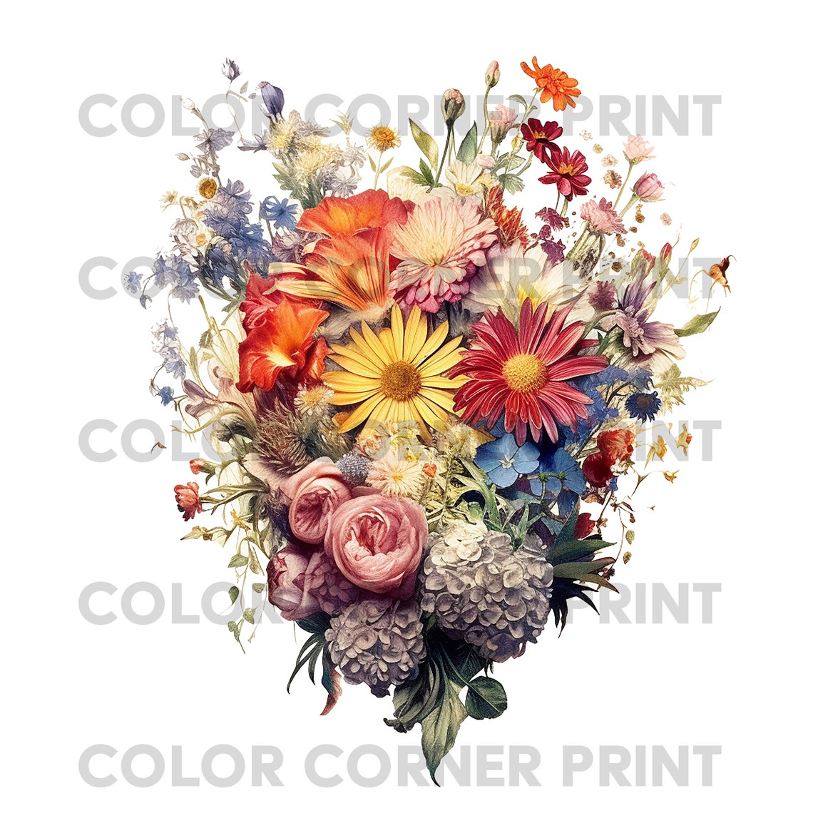 Flower Clipart Colorful Design PNG and JPEG Digital Download for ...