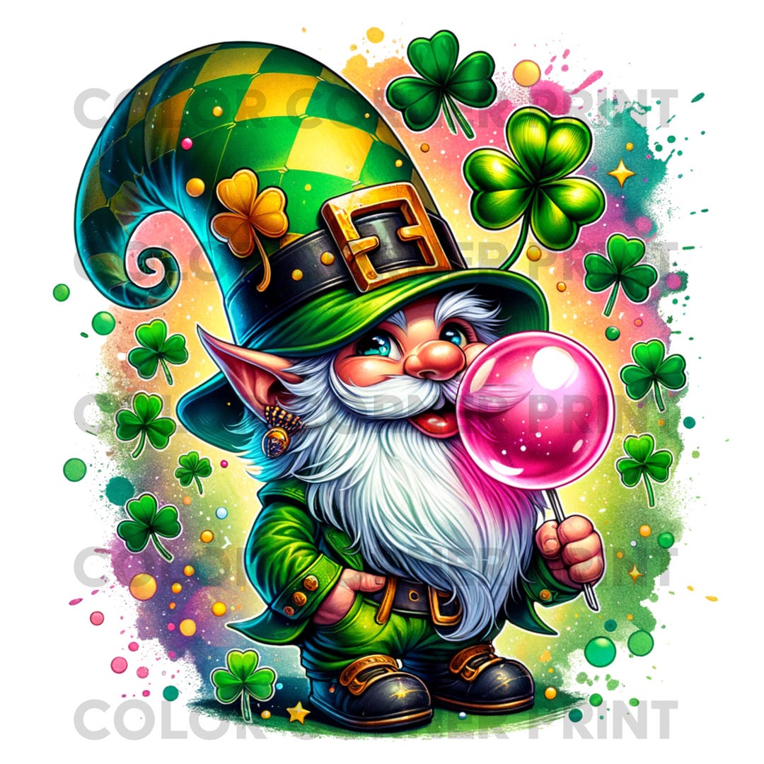 Leprechaun Bubble Gum PNG, St. Patrick's Day Gnome Clipart, Shamrock ...
