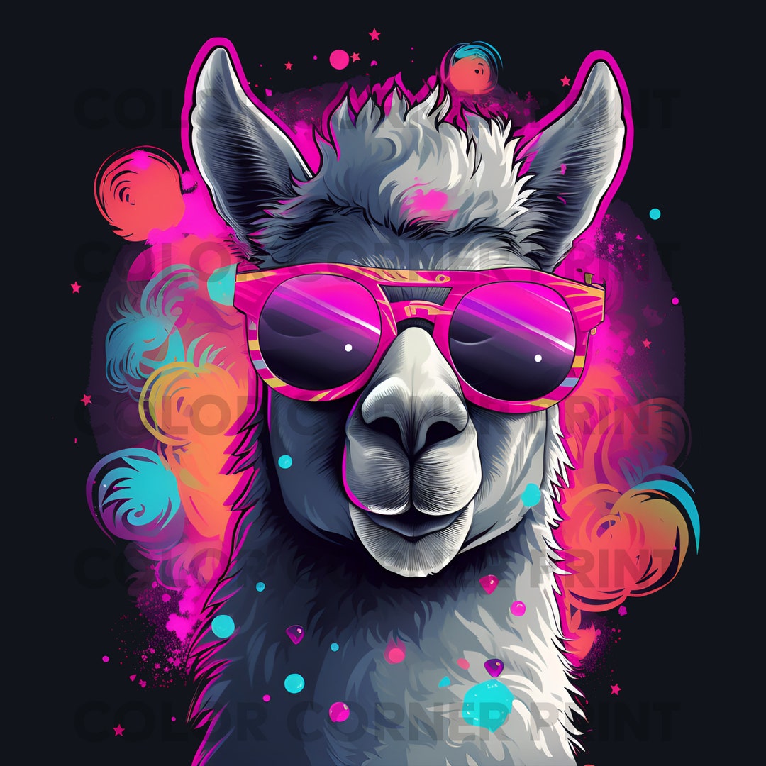 Funky Llama T-shirt Design PNG Digital Download for Sublimation ...
