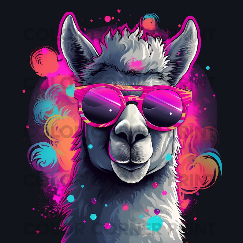 Funky Llama T-shirt Design PNG Digital Download for - Etsy