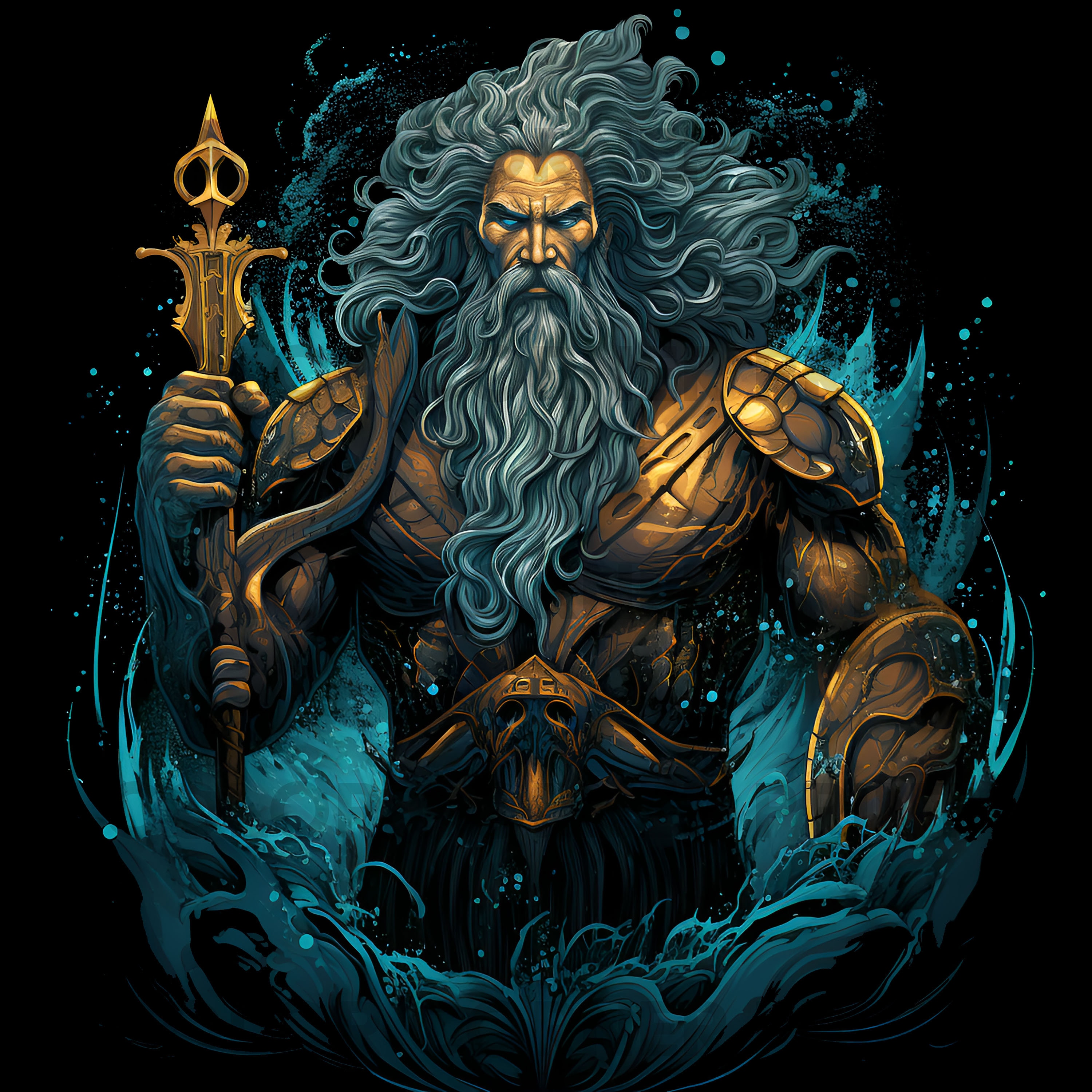 Poseidon Greek God T-shirt Design PNG Digital Download for - Etsy Canada