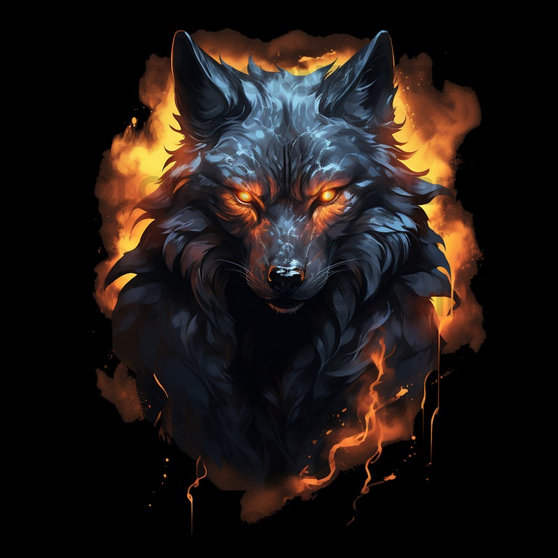 Fire Wolf Drawing - Etsy