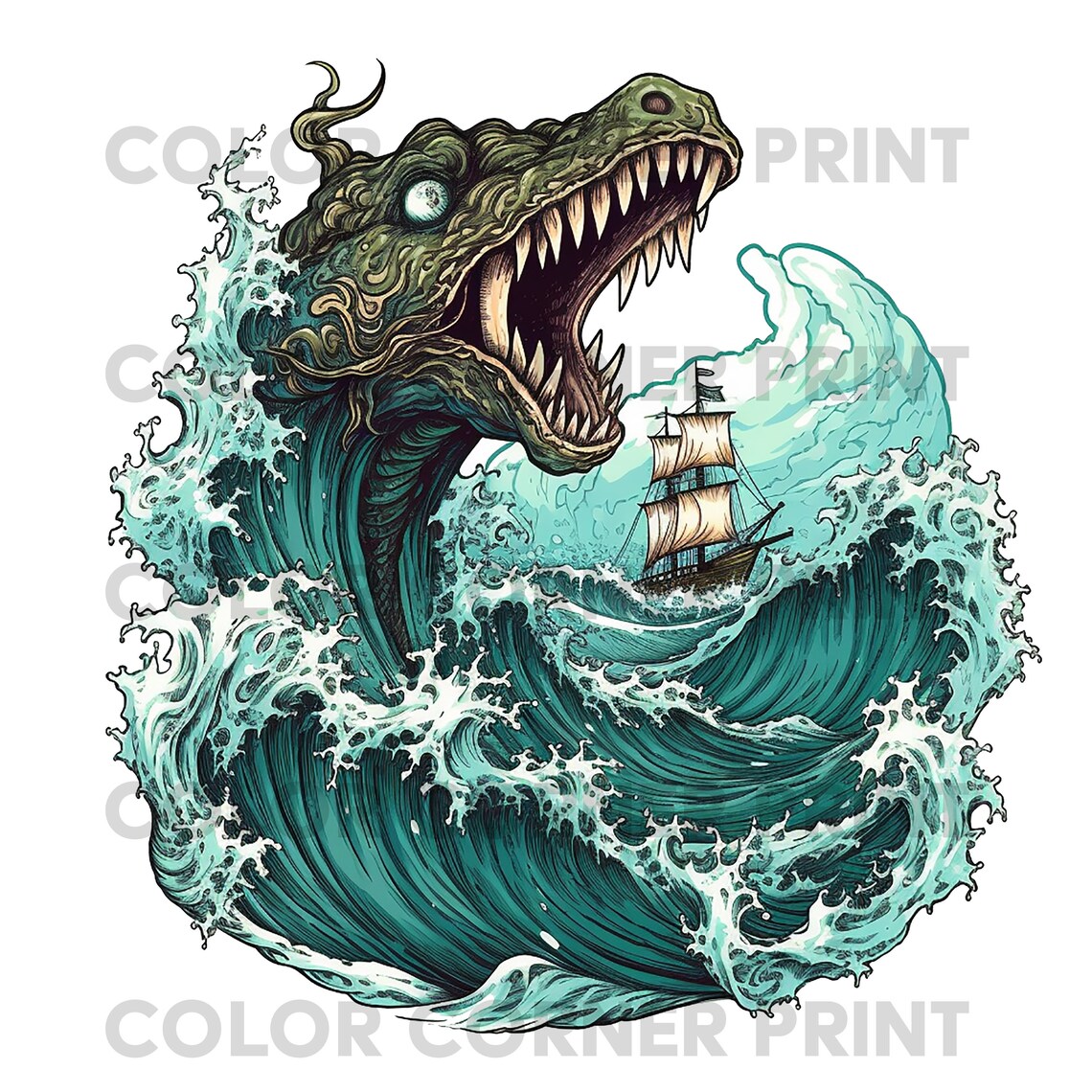 Sea Monster PNG and JPEG Digital Download for Sublimation - Etsy