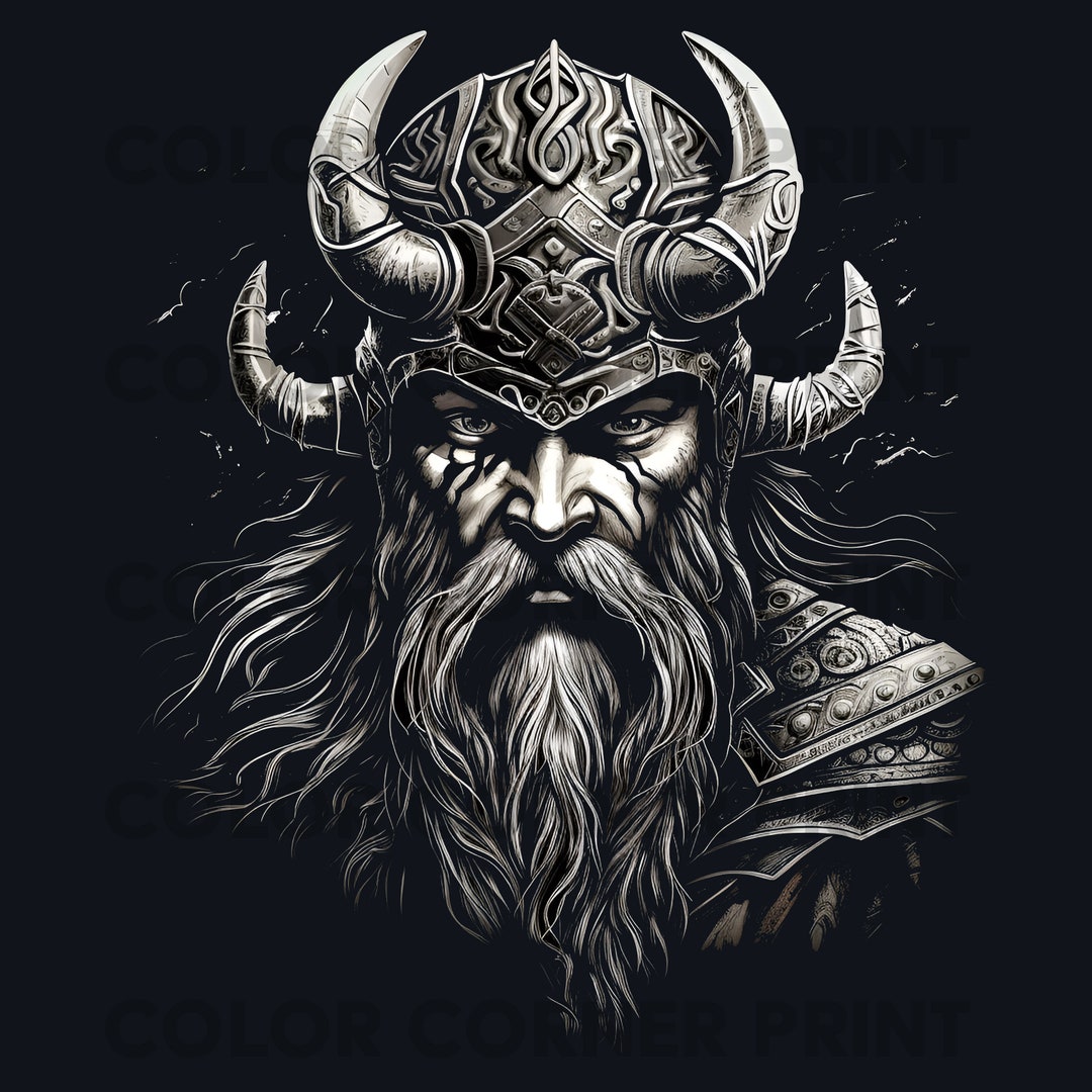 Viking Black and White T-shirt Design PNG Digital Download for ...